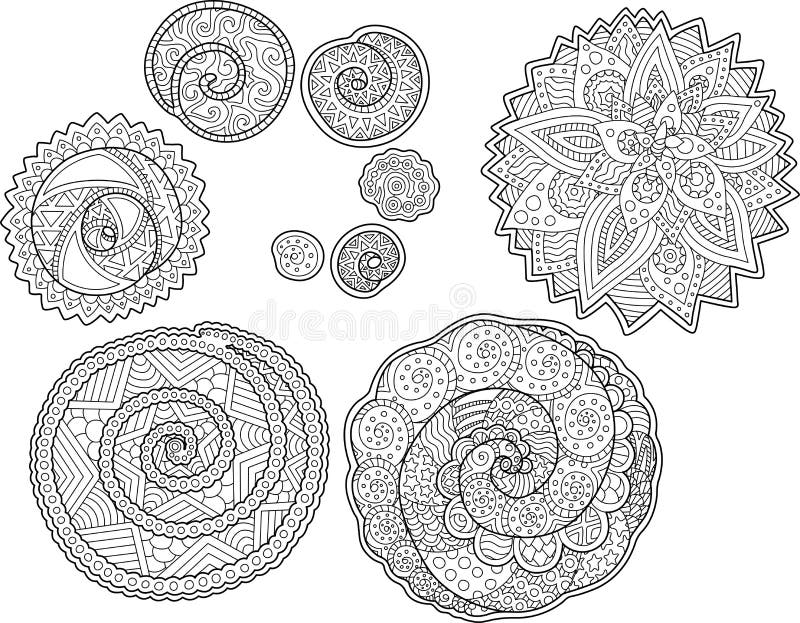 Beautiful Set with Round Arts for Coloring Book Stock Vector ...