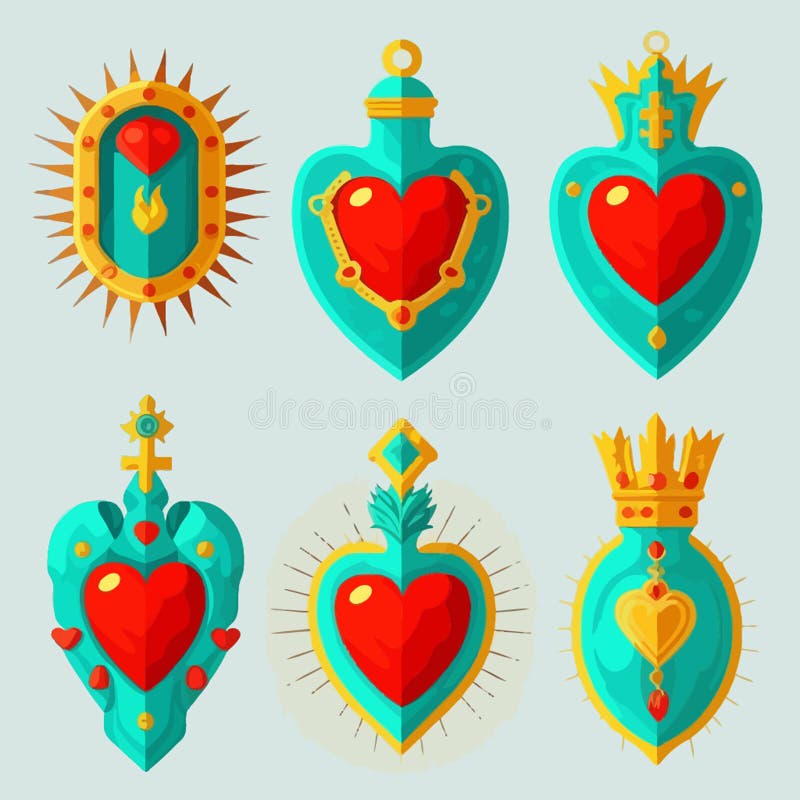 Beautiful Set of Sacred Hearts. Illustration Stock Vector ...