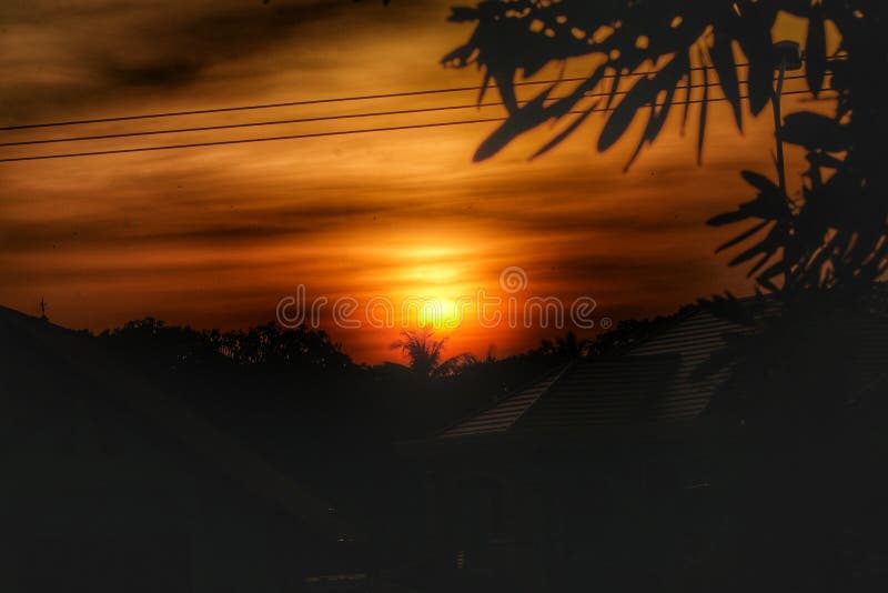 Sunset in the front yard stock photo. Image of yard - 117196032