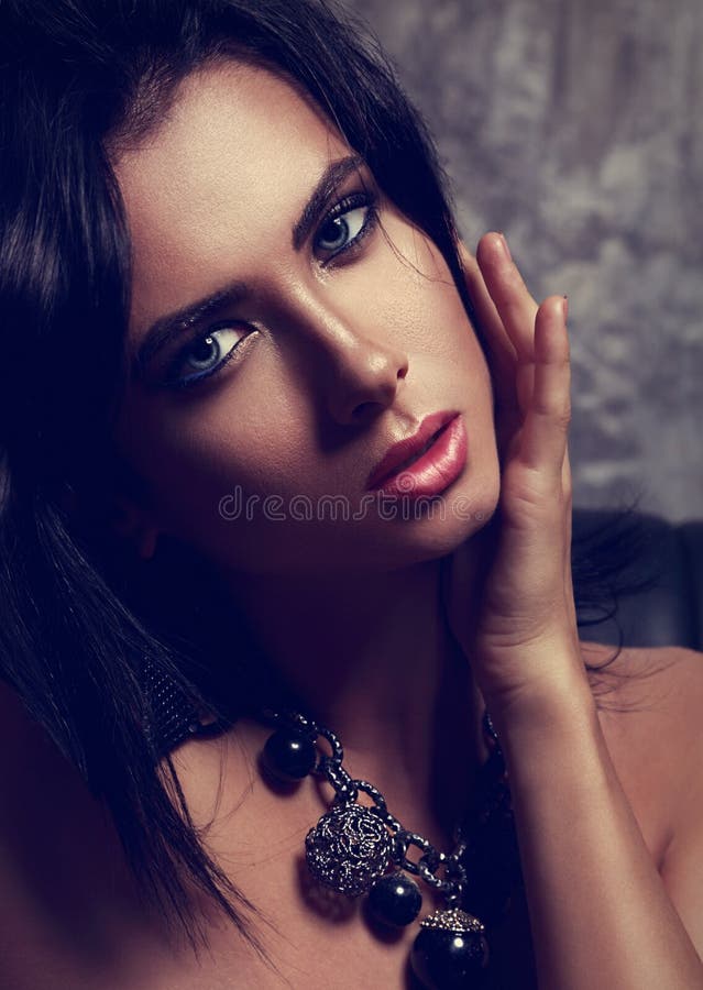 Woman With Bright Makeup Eyes Stock Image Image Of Look Complexion