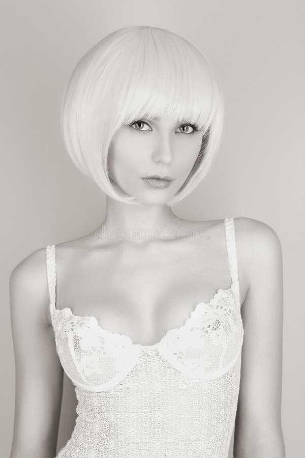 Beautiful Woman With Bob Hairstyle Stock Image Image Of Female