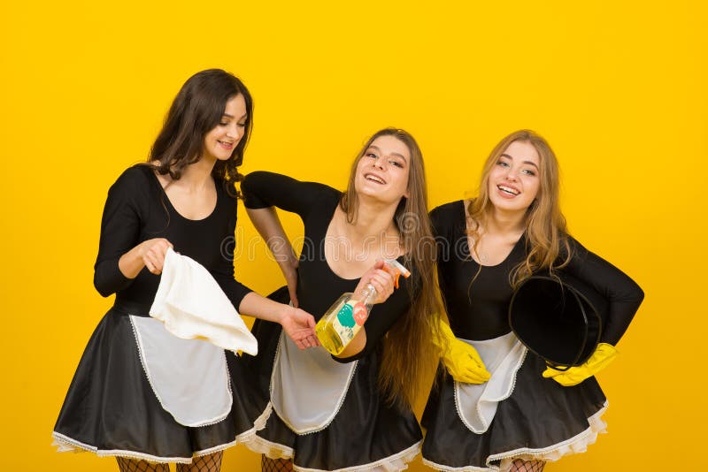Beautiful Women in Maid Clothes Posing Stock Image - Image of apron ...
