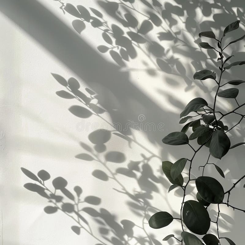 Beautiful Shadow Cast by a Window and Tree Leaves on a White Wall ...
