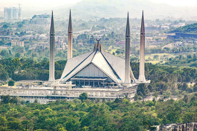 Beautiful Shah Faisal Mosque Stock Photo - Image of architecture ...