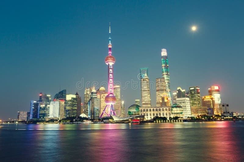 Beautiful Shanghai City Night Stock Photo - Image of dusk, modern: 58050484