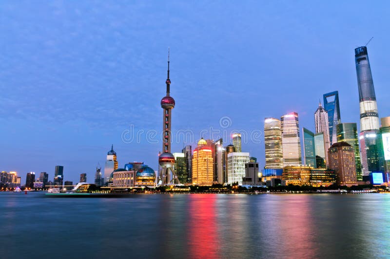 Beautiful Shanghai City Night Stock Photo - Image of river, season ...