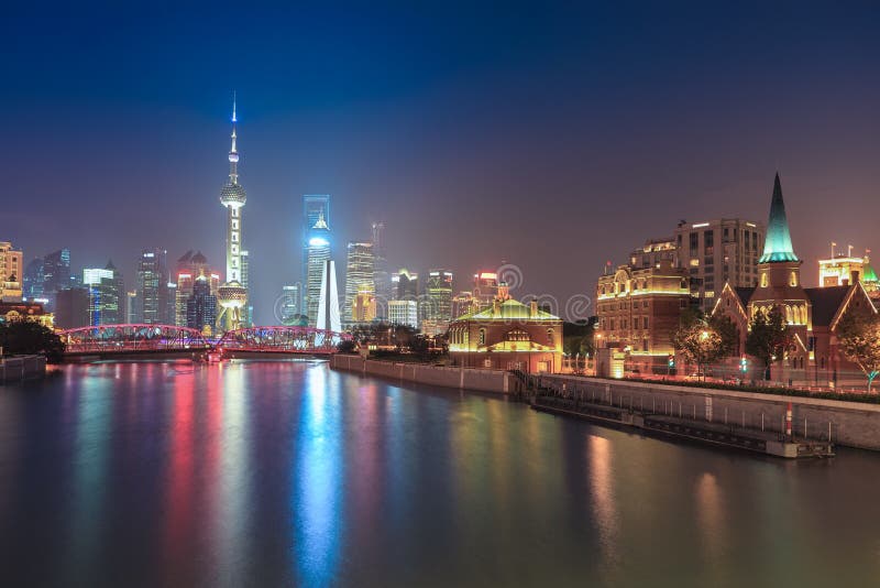 Beautiful Shanghai at Night Stock Photo - Image of skyline, cityscape ...
