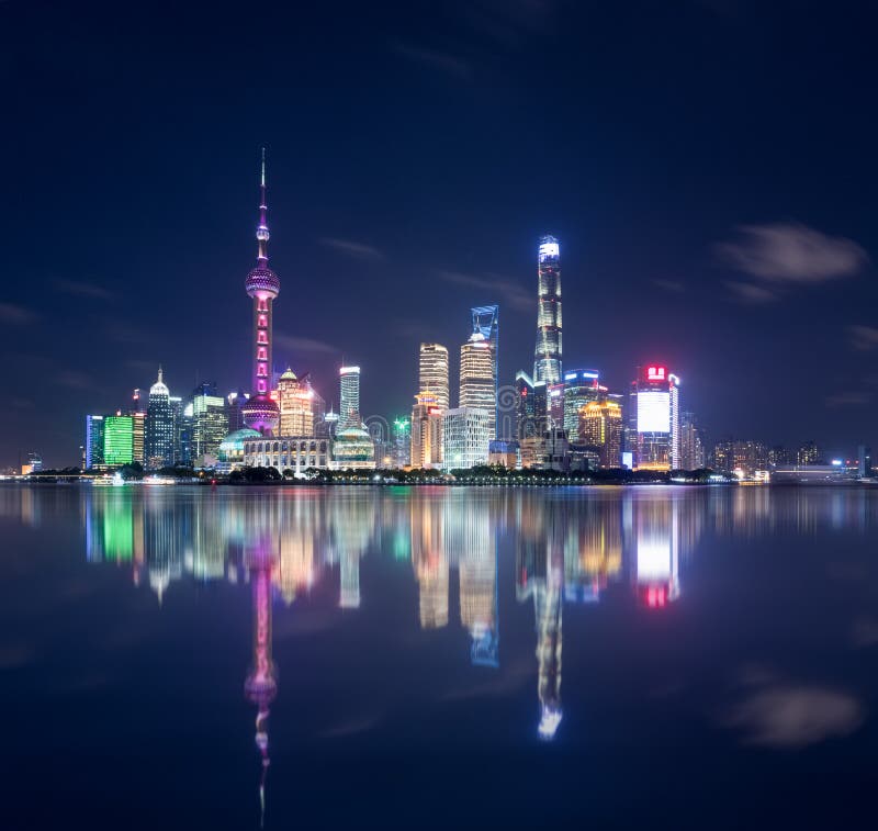 Beautiful Shanghai Skyline and Reflections Stock Photo - Image of ...