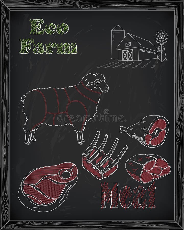 Beautiful Sheep and Cutting Meat Scheme Stock Vector - Illustration of ...