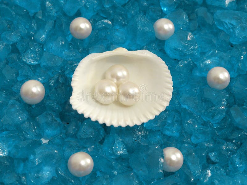 Beautiful shell and pearls stock photo. Image of summer - 13424906