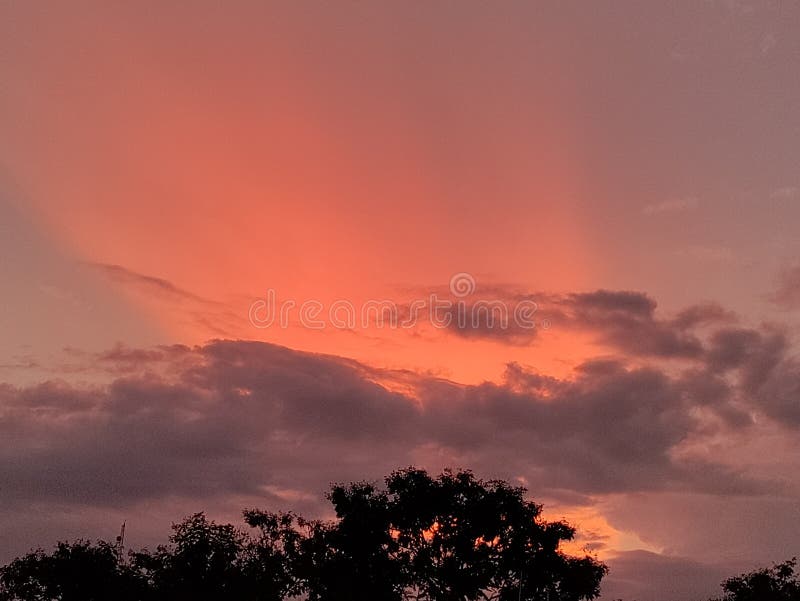 Beautiful Shining Evening Sky with Colors Stock Image - Image of ...