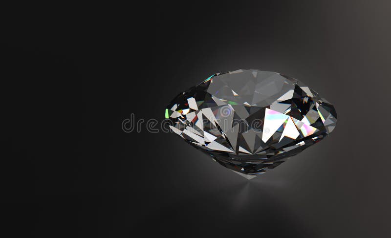 Beautiful Shiny Diamond on Black Background - 3D Illustration Render ...