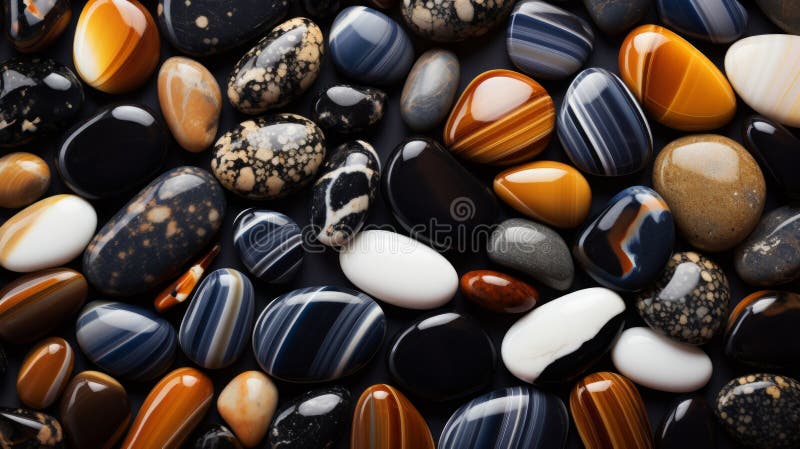 Beautiful Shiny Pebble Stones with Reflections and Wet Effect. Neural ...