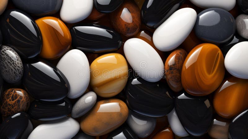 Beautiful Shiny Pebble Stones with Reflections and Wet Effect. Neural ...