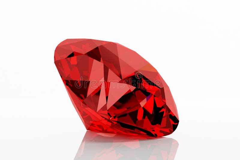 Beautiful Shiny Ruby Diamond on White Background - 3D Illustration ...