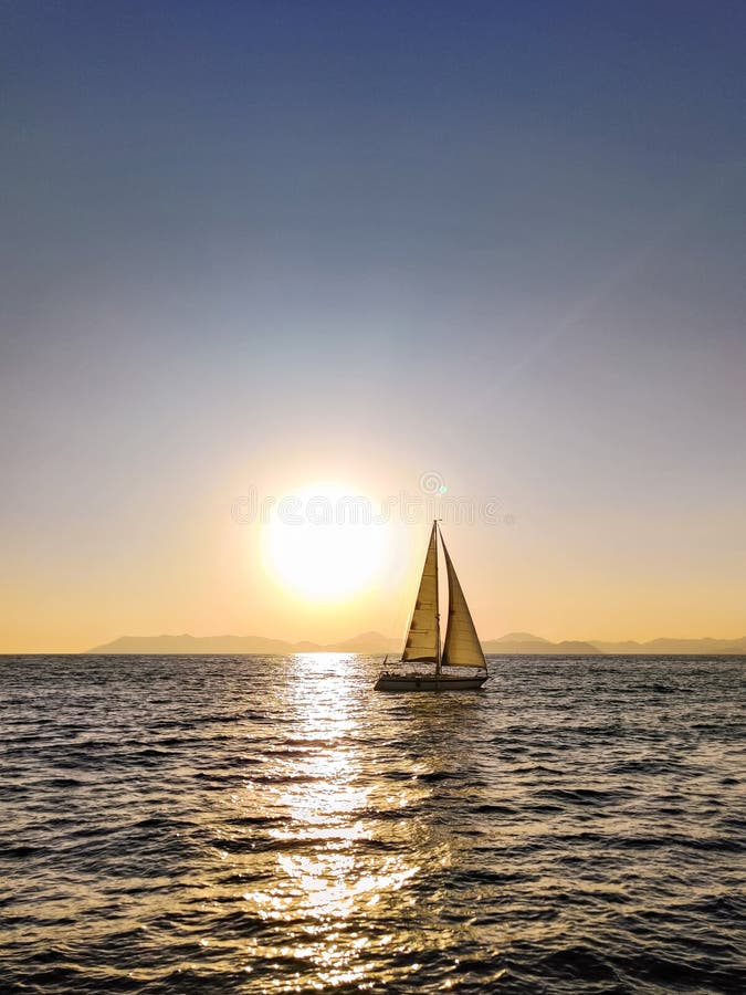A Beautiful Ship is Sailing in the Blue Sea Stock Photo - Image of ...