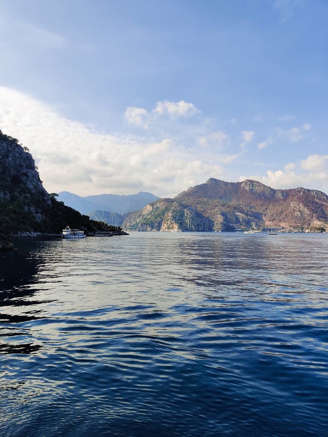 A Beautiful Ship is Sailing in the Blue Sea Stock Image - Image of ...
