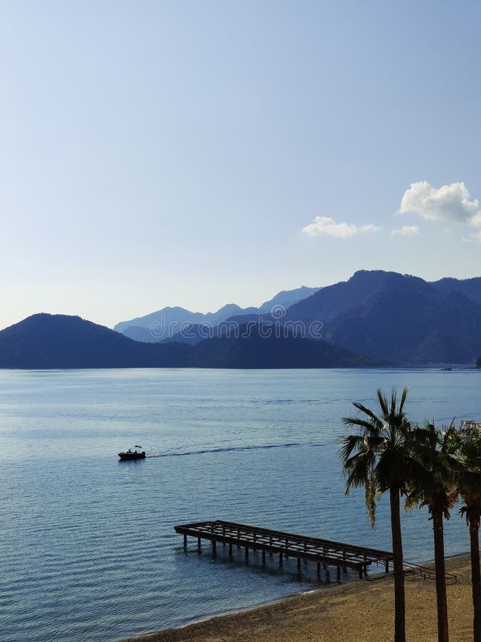 A Beautiful Ship is Sailing in the Blue Sea Stock Photo - Image of ...