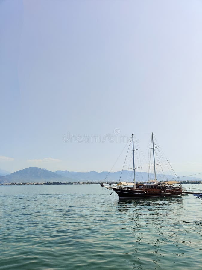 A Beautiful Ship is Sailing in the Blue Sea Stock Photo - Image of trip ...