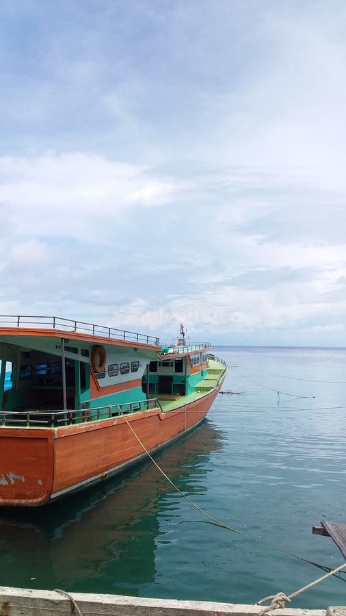 Beautiful Ship Waiting in the Harbour Stock Photo - Image of waterway ...