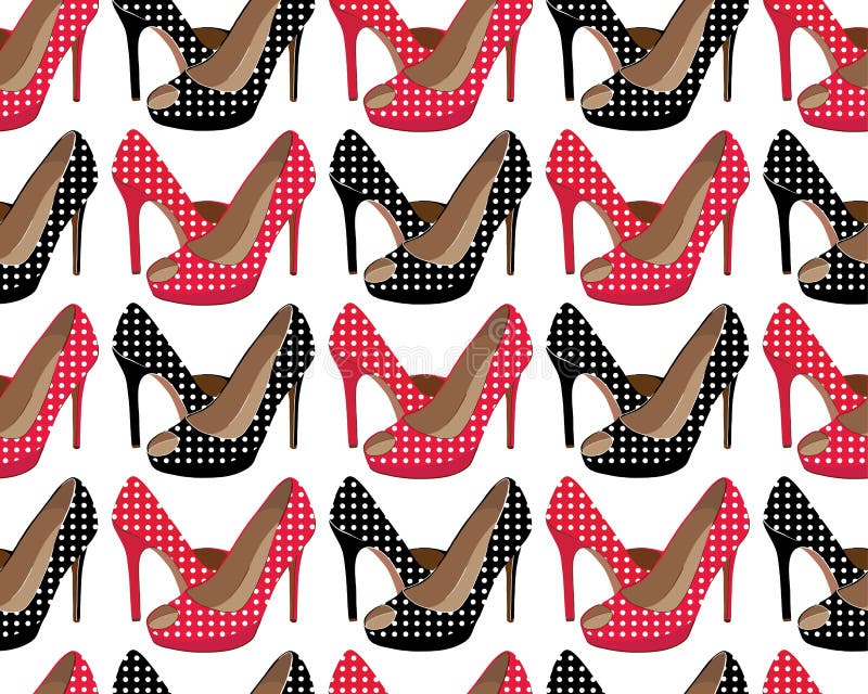 Beautiful Shoes Seamless Pattern. Stock Vector - Illustration of polka ...