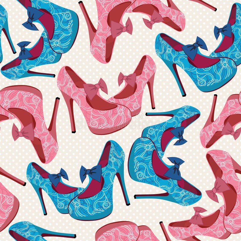 Beautiful Shoes Seamless Pattern. Stock Vector - Illustration of ...