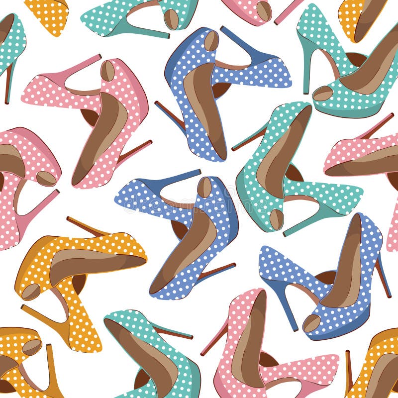 Beautiful Shoes Seamless Pattern. Stock Vector - Illustration of ...