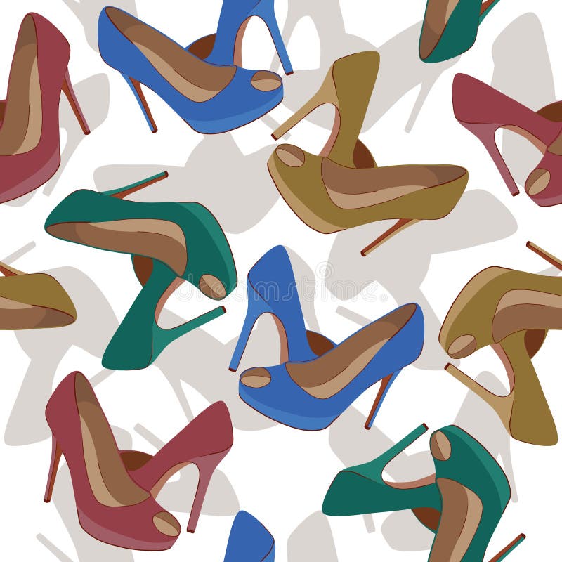 Beautiful Shoes Seamless Pattern. Stock Vector - Illustration of ...