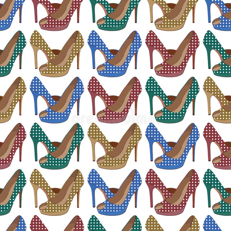 Beautiful Shoes Seamless Pattern. Stock Vector - Illustration of girl ...