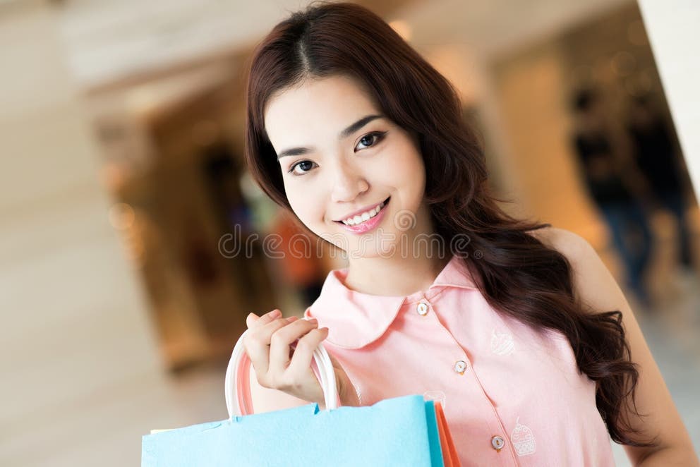 Beautiful shopper stock image. Image of asian, paperbag - 28055057