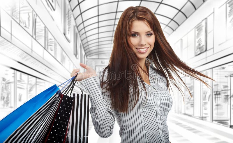 Beautiful shopping woman stock photo. Image of person - 16038234
