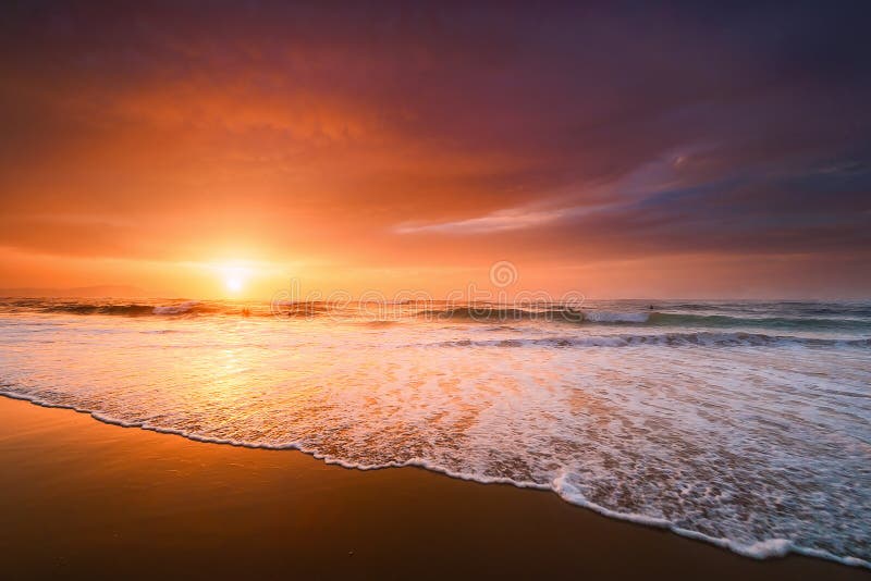 Beautiful Shore in Beach at Sunset Stock Photo - Image of sunrise ...