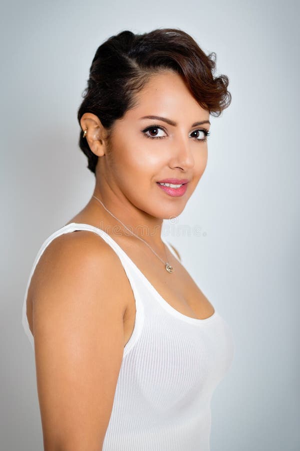 Beautiful Short Hair Woman stock image. Image of necklace - 84308435