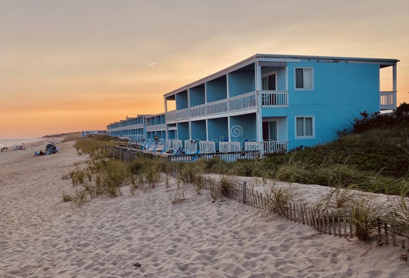 Beautiful Shot of the Blue Building on the Beach during the Sunset ...