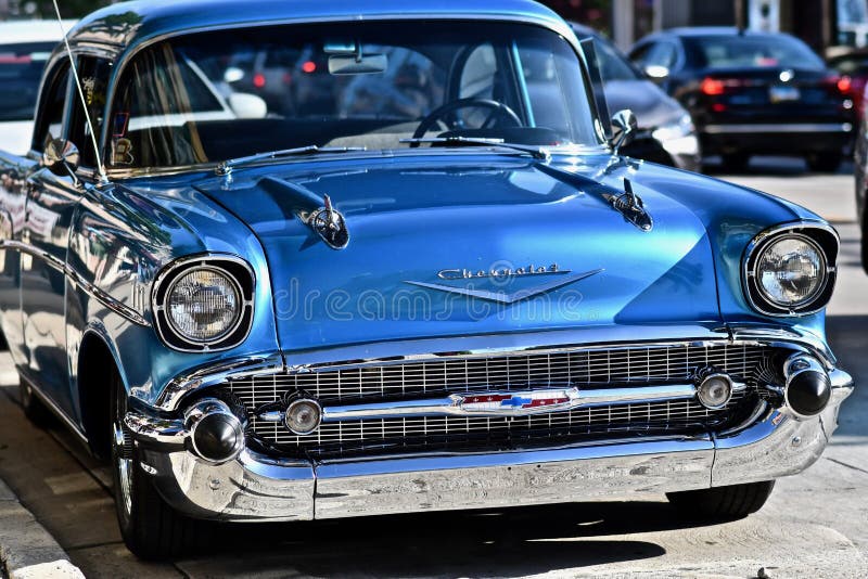 Beautiful Shot of a Blue Chevrolet Car with a Blurred Background ...