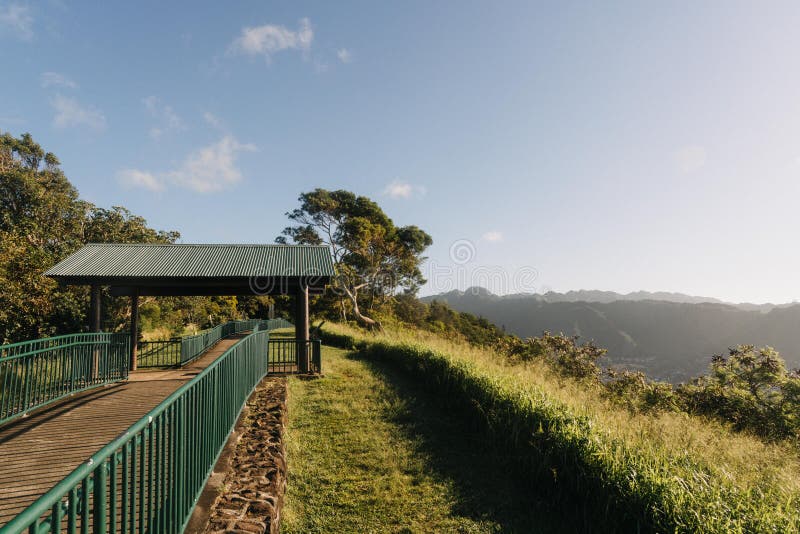 Beautiful Shot of a Boardwalk with an Overlooking View of Mountains ...
