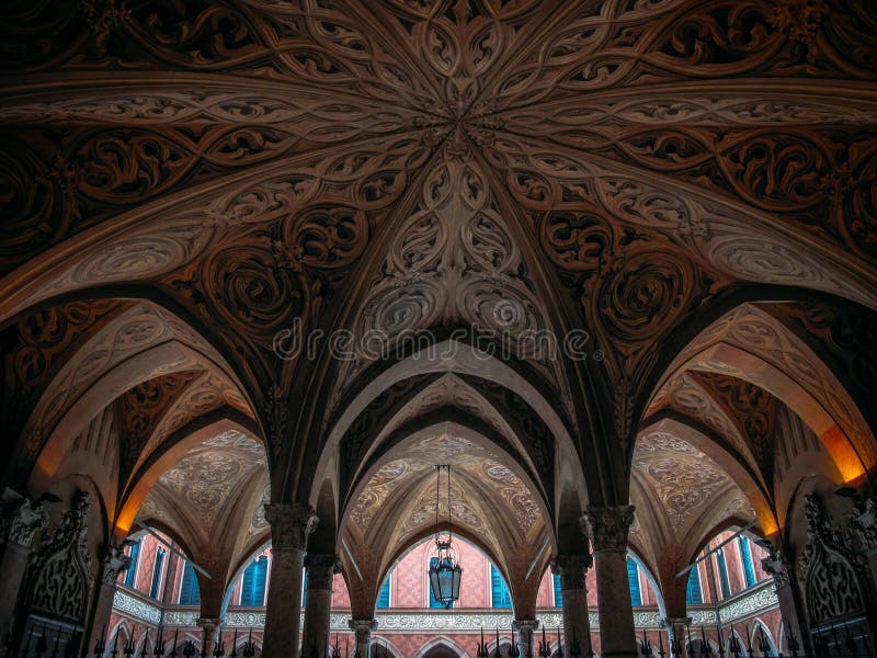 Beautiful Shot of Ceiling with Patterns and Pillars Stock Photo - Image ...