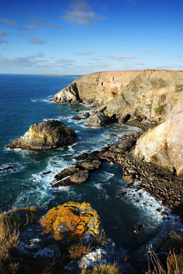 St Agnes Cliffs, Cornwall, England. Sea View Stock Image - Image of ...