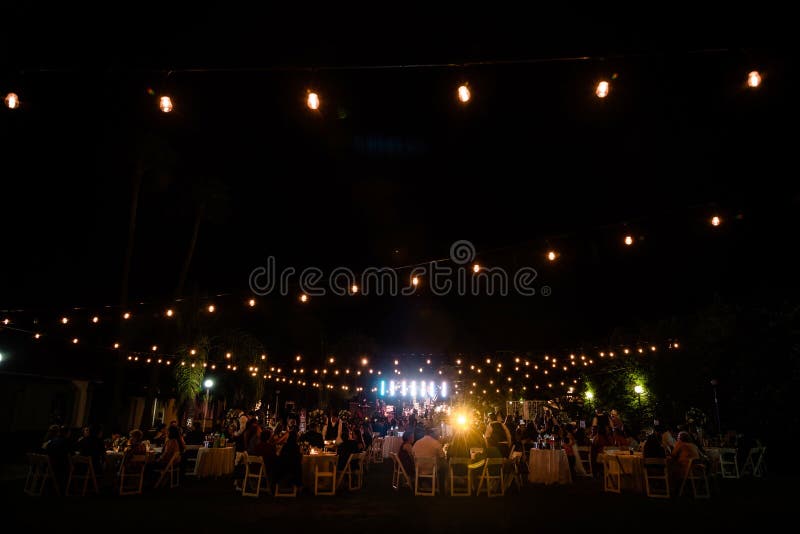 Garden Wedding Reception At Night