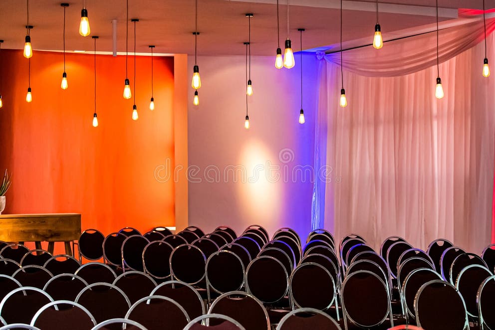 Beautiful Shot of the Empty Conference Hall Stock Photo - Image of lamp ...