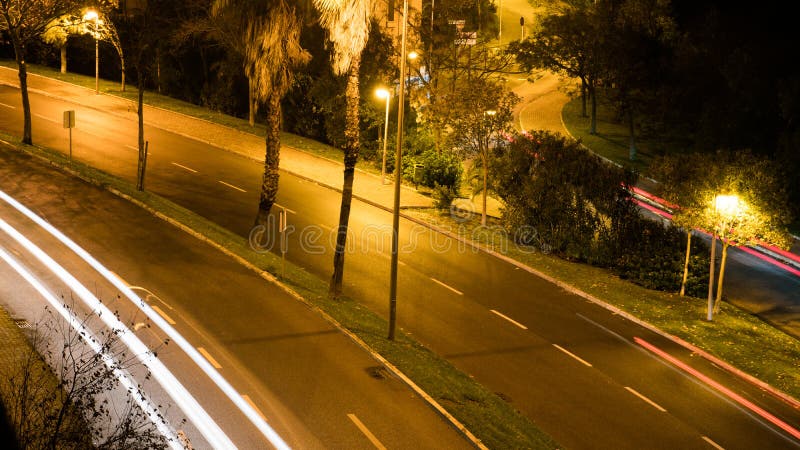 Beautiful Shot of an Empty Road during the Night Stock Photo - Image of ...