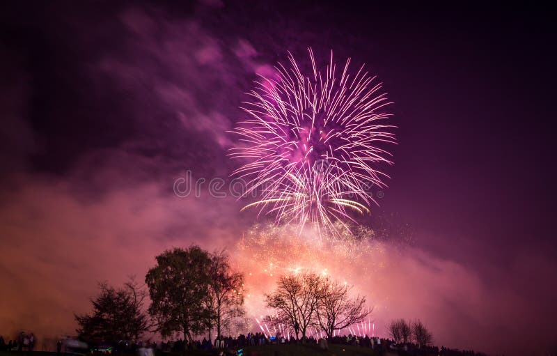 Beautiful Shot of Exploding Colorful Fireworks in a Night Sky Over ...