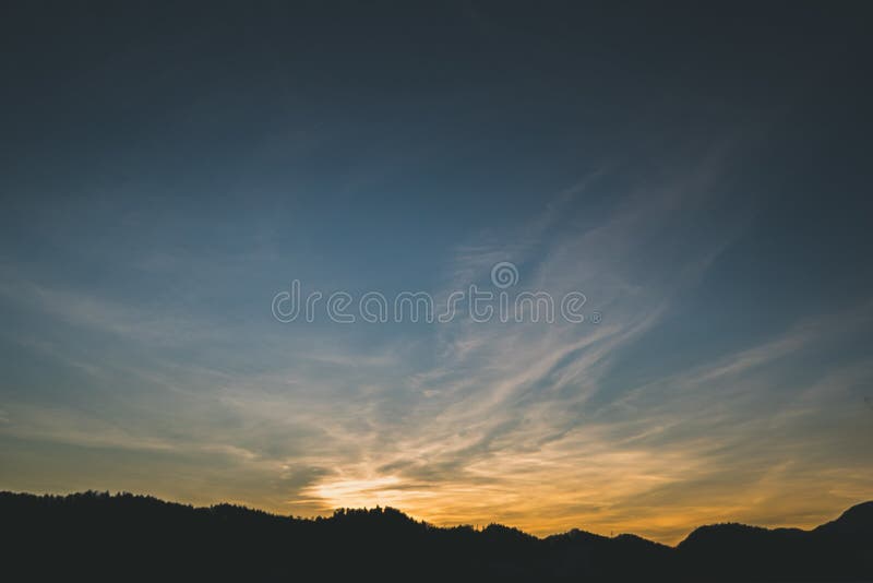 Beautiful Shot of Hill Silhouettes during Sunset Stock Image - Image of ...