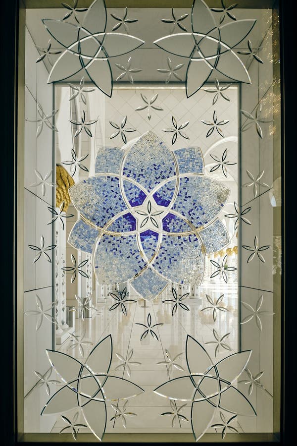 Beautiful Shot of the Interior Decorated Glass Inside the Sheikh Zayed ...
