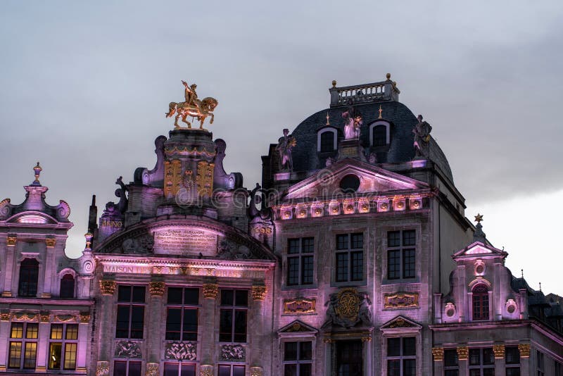 Beautiful Shot of a Medieval Building Illuminated with Pink Lights ...