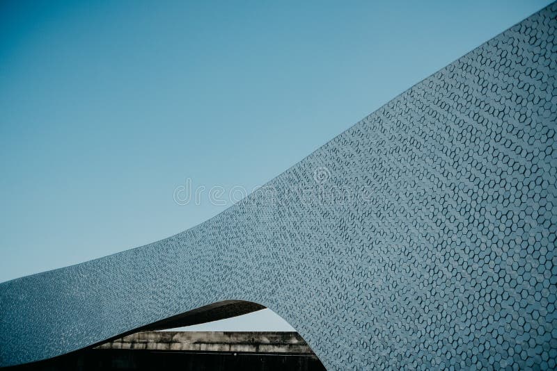 Beautiful Shot of a Modern Geometric Textured Bridge in a Blue ...