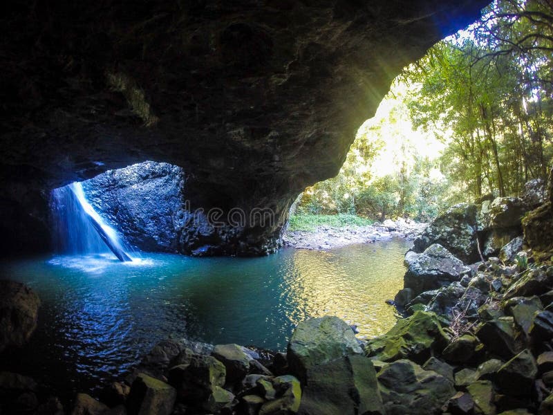 Waterfall in the Springbrook National Park Stock Photo - Image of twin ...