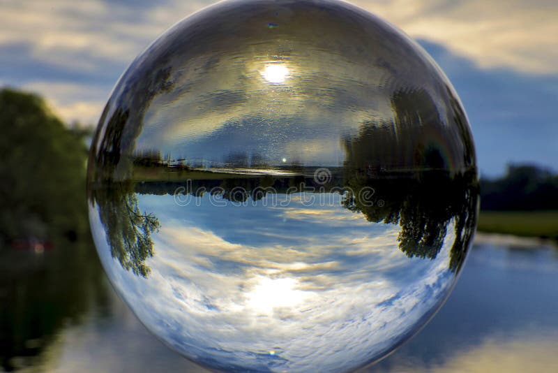 Beautiful Shot of Nature and Lake Reflection Inside the Glass Ball ...