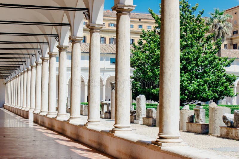 Hallway and Columns in Athens, Greece Stock Image - Image of long ...