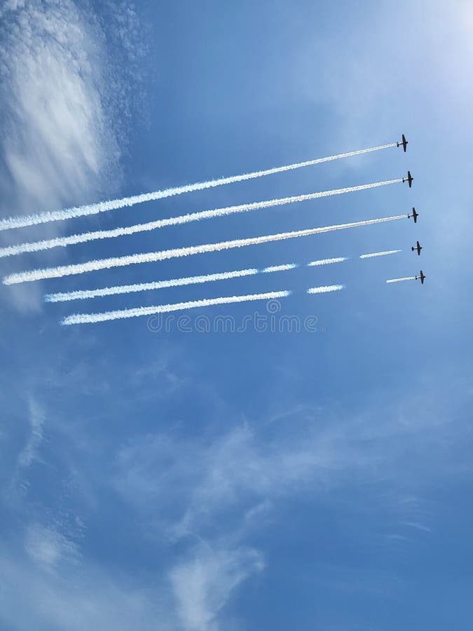 Beautiful Shot of Parade of Airplanes Flying in the Sky Stock Photo ...